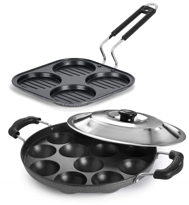 Home Bharu Hammertone Nonstick Breakfast Cooking set of 4 Cup Uttapam ...