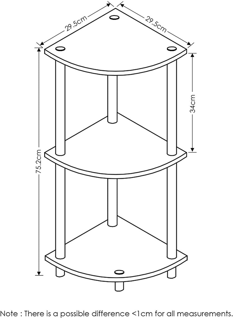 Kawachi Multipurpose 3-Tier Corner Shelf Rack, Bookshelf, Open Storage ...
