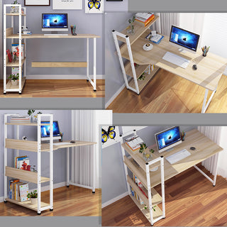 Kawachi Computer Desk Writing Study Table with 4 Tier Bookshelves for Home Office Gaming Desk Multipurpose Compact PC Workstation K548