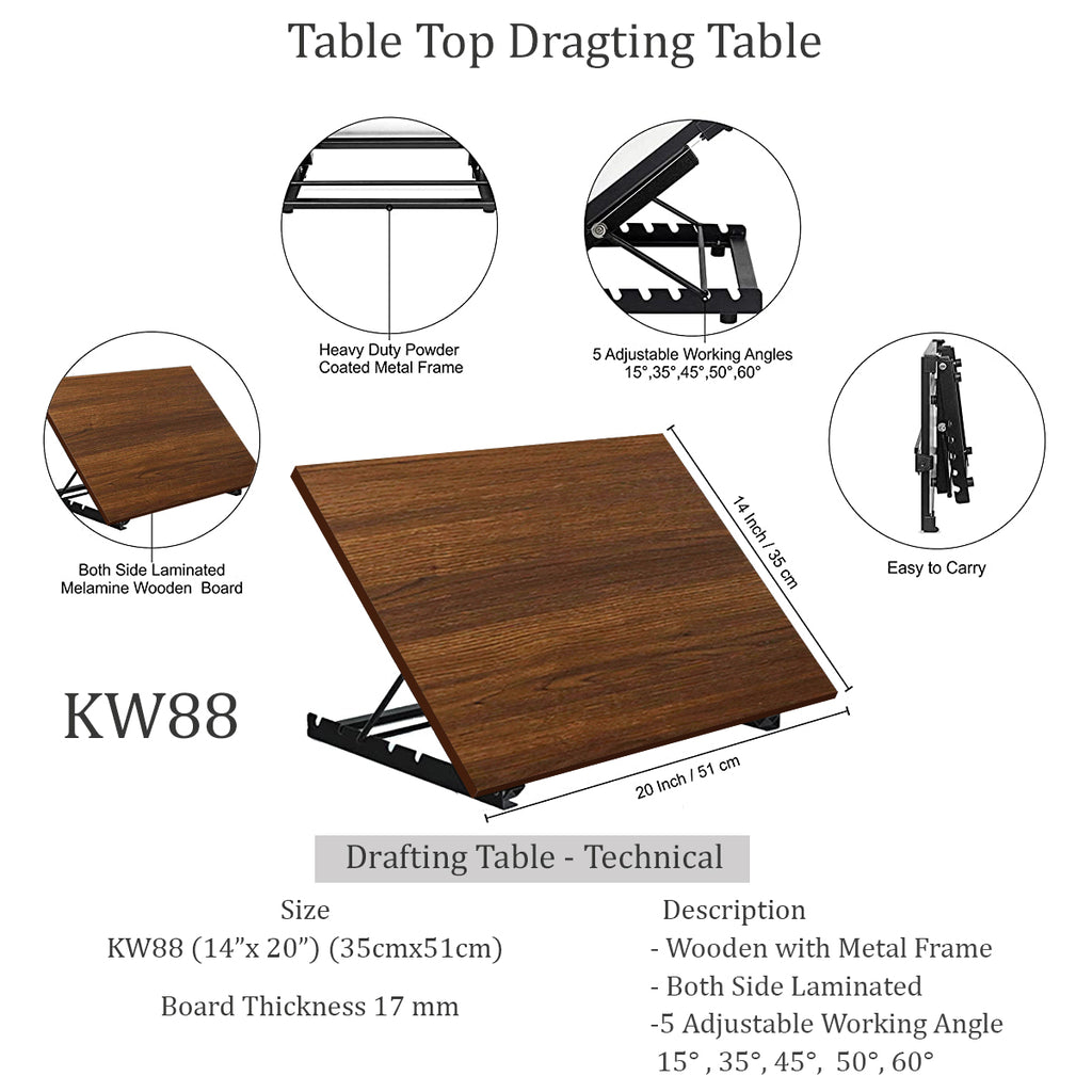 Kawachi Wooden Portable Architect Drafting Table Engineering Drawing ...